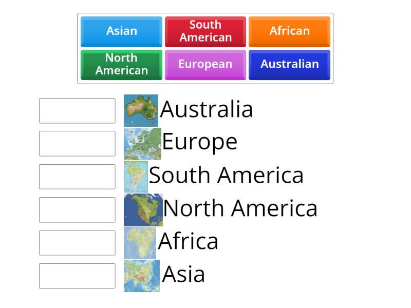 Continents - Match up