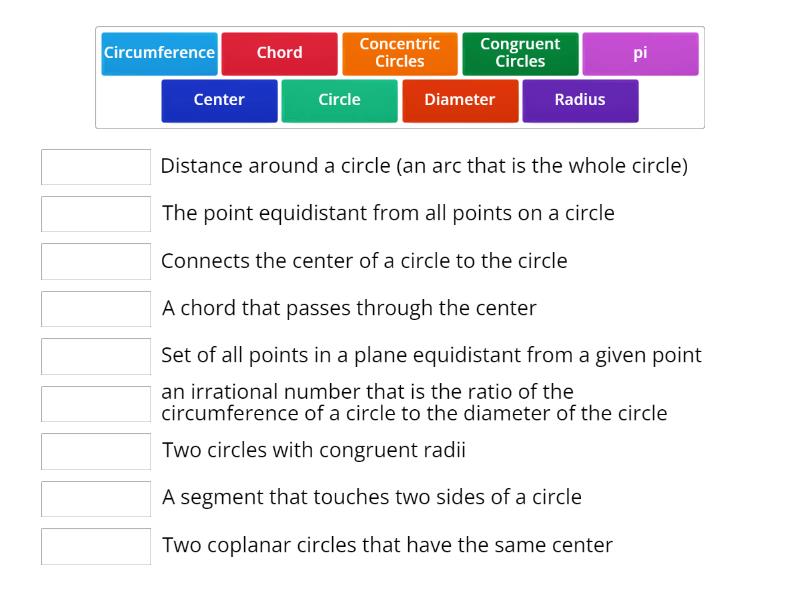 Circles Vocabulary - Match up