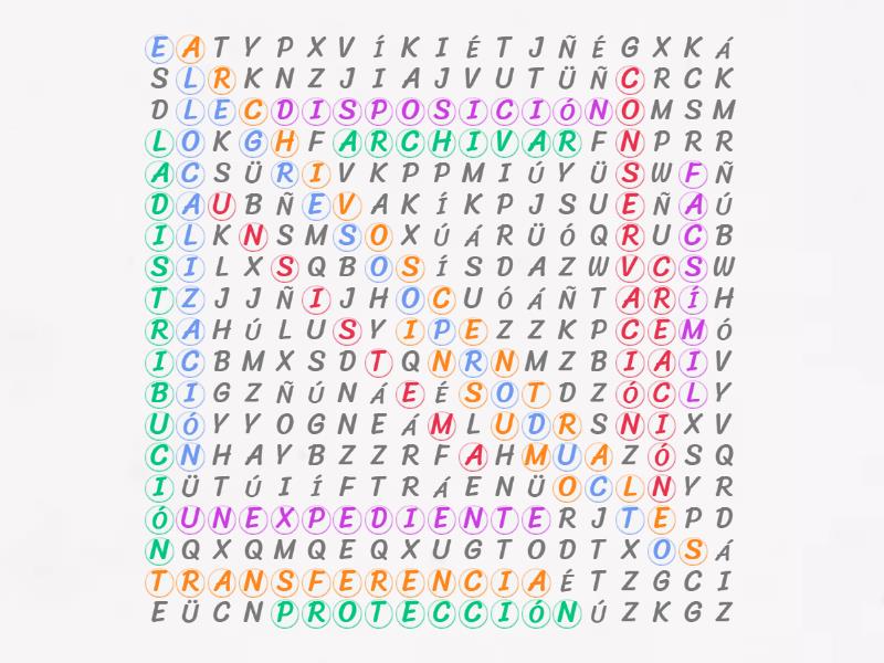 datos y documentos - Sopa de letras