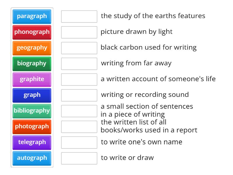 Root word- graph - Match up