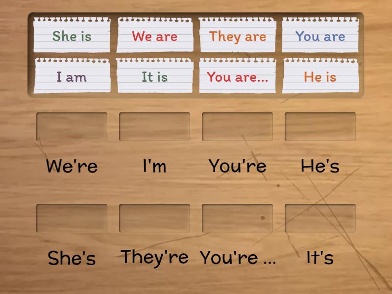 Verb To be Affirmative + Contractions - Match up