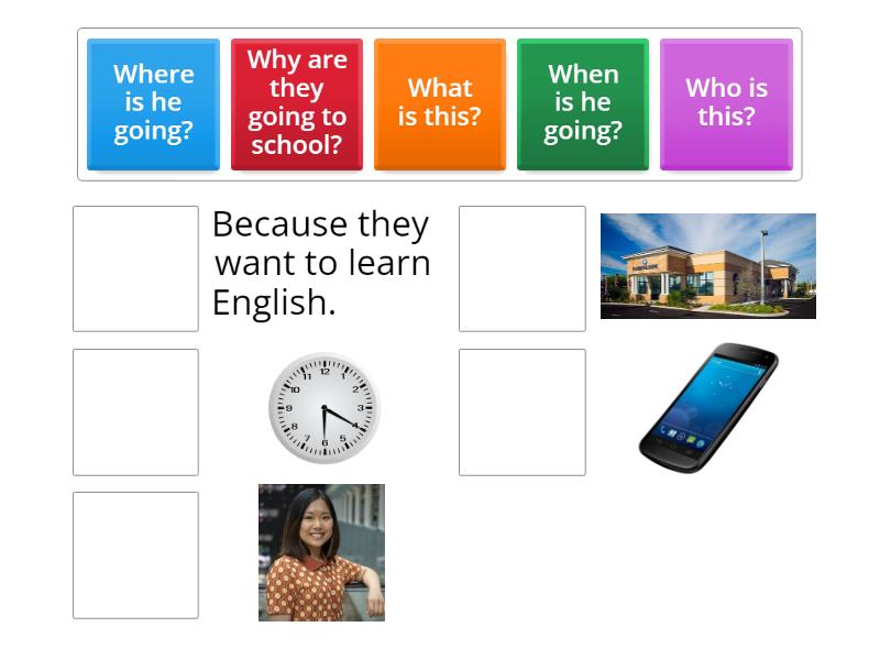 Simple picture match for Wh Questions - Match up