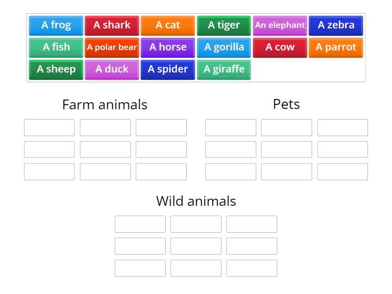 Classify the animals - Group sort