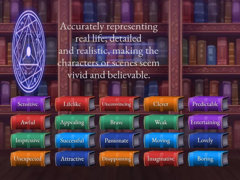 Adjectives for describing books and stories - Find the match