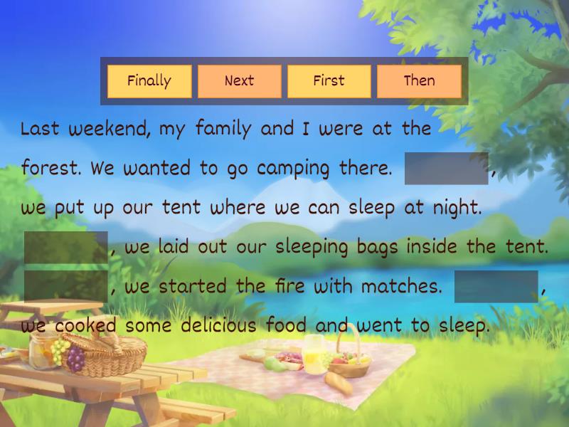 Time words - first, then, next, finally - Complete the sentence