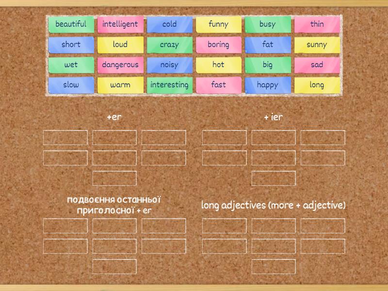 Comparative adjectives - Group sort