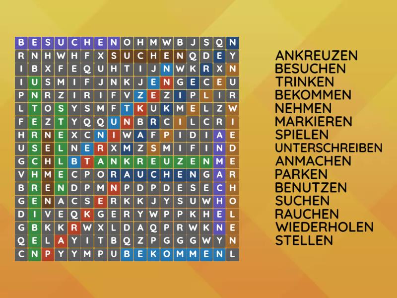 Verben mit Akk 2 - Wordsearch
