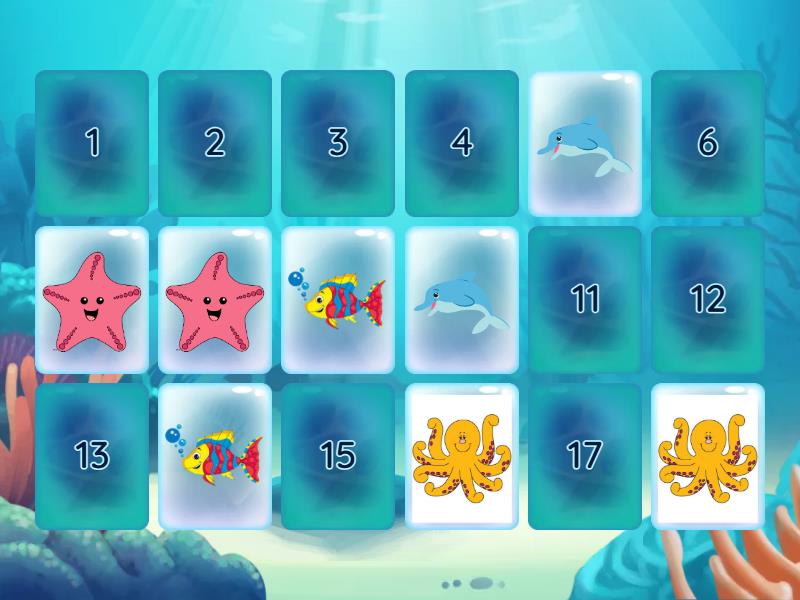 Sea Animals memory game - Matching pairs