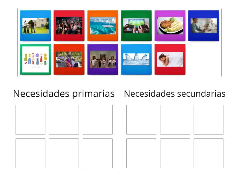 Necesidades primarias y secundarias - Ordenar por grupo