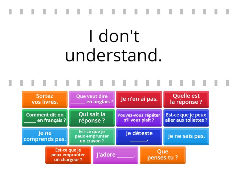 Les expressions utiles dans la salle de classe - Find the match
