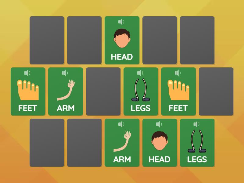 Parts of the body memory game - Matching pairs