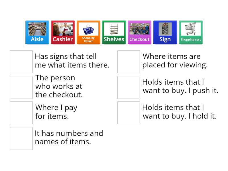 Grocery Store Vocabulary - Match up