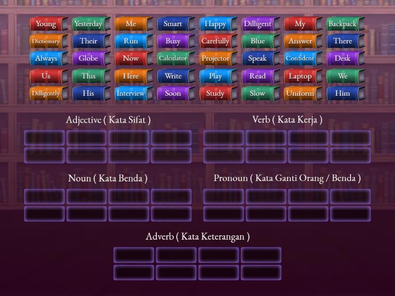 Drag and drop each words into its correct group - Group sort