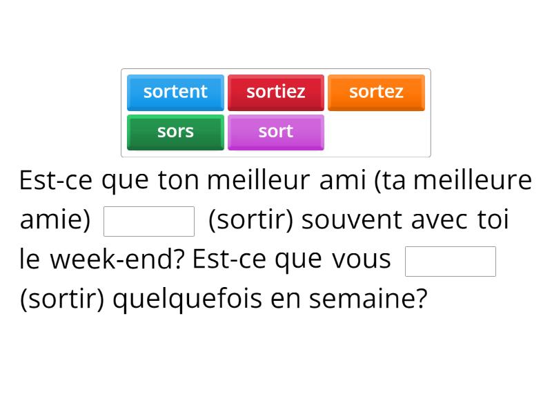 Les verbes sortir, partir, dormir - Complete the sentence