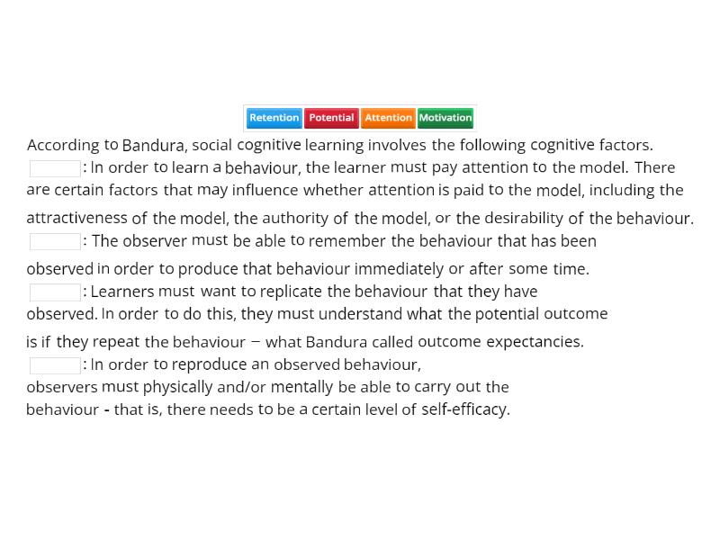 Social Cognitive Theory - Complete the sentence