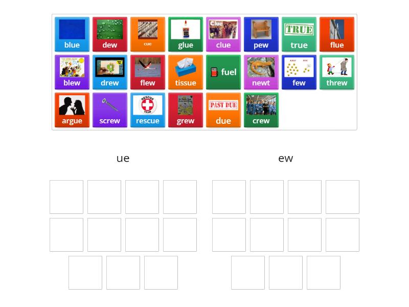 Word Sort ew ue - Group sort