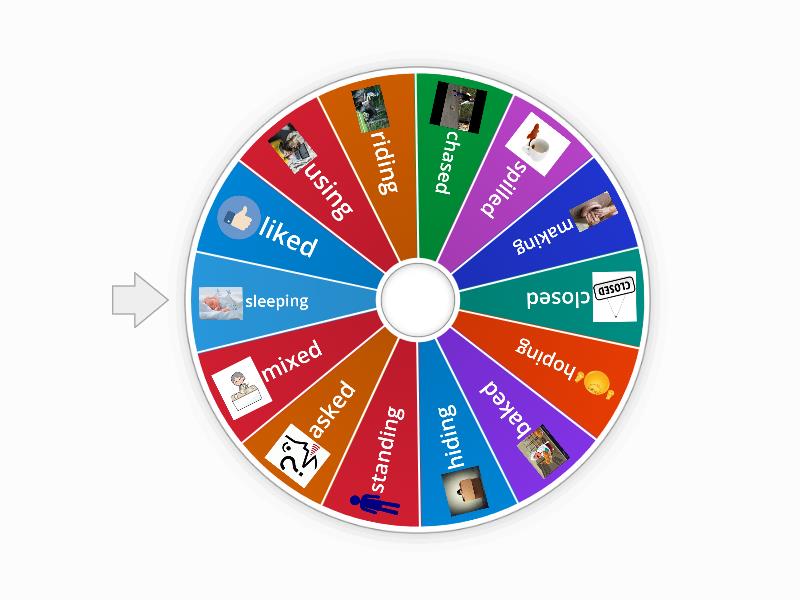 spelling lesson 9 Base Words with ed & ing - Spin the wheel