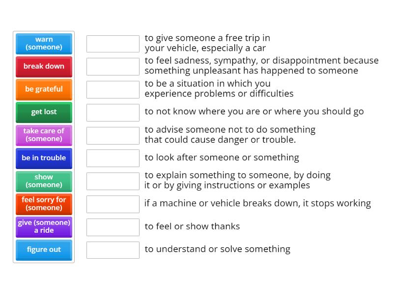 Needing and giving help - Match up