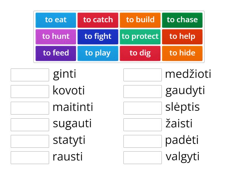 Animal behaviour (verbs) - Match up