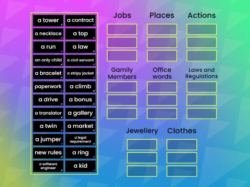 Review Test 1 Units 1-6 Grammar ex. 3 Complete each list - Group sort