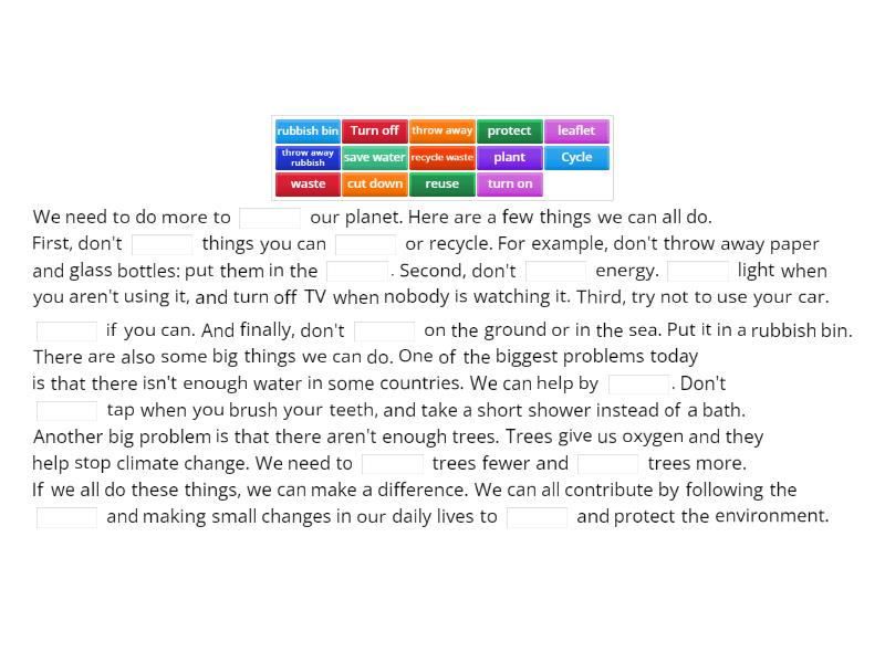 Protect the environment - Complete the sentence