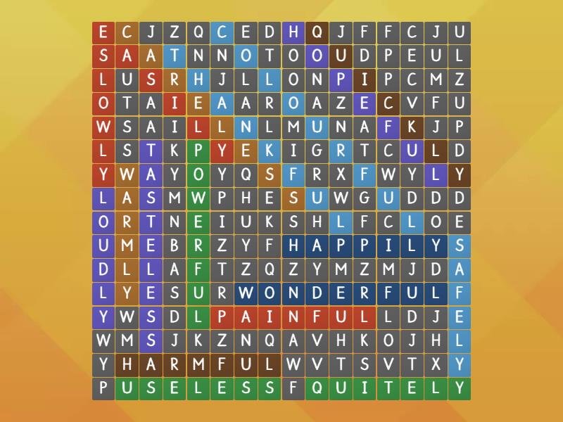 -ful, -less, -ly - Wordsearch
