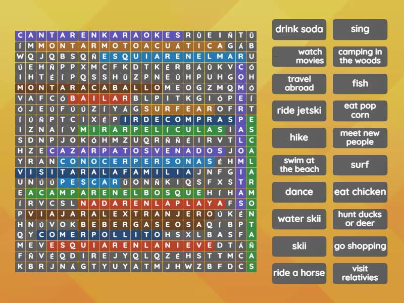 Vacaciones: what to do - Wordsearch