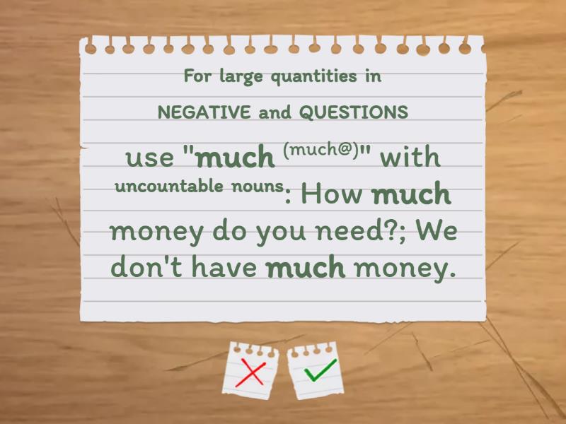 Countable and uncountable nouns - quantifiers - Flash cards