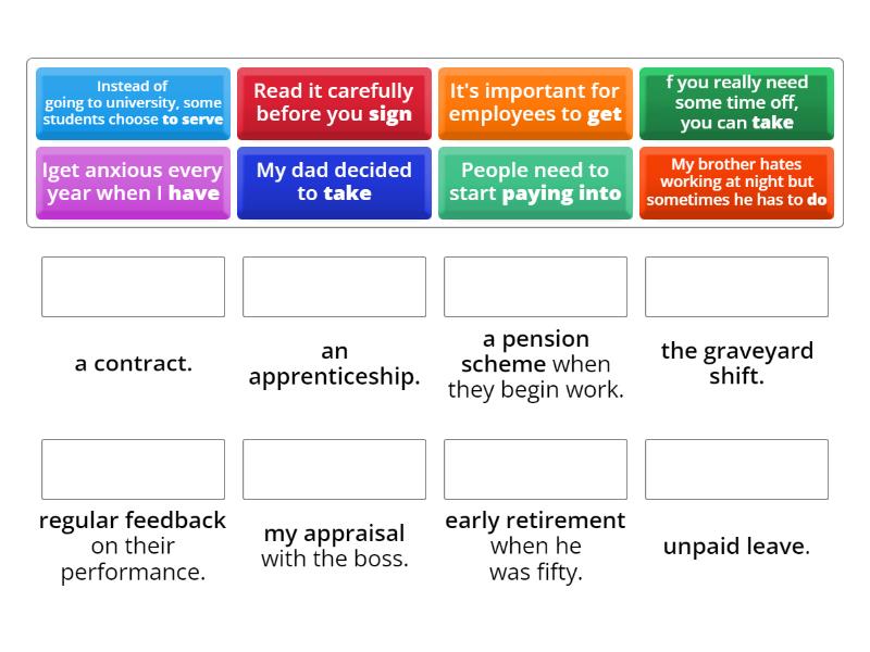 Work collocations - Match up
