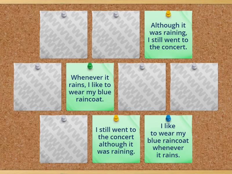 Complex sentence matching activity - Matching pairs