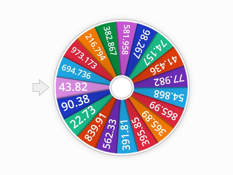 Round - pick tenths or whole number - Random wheel