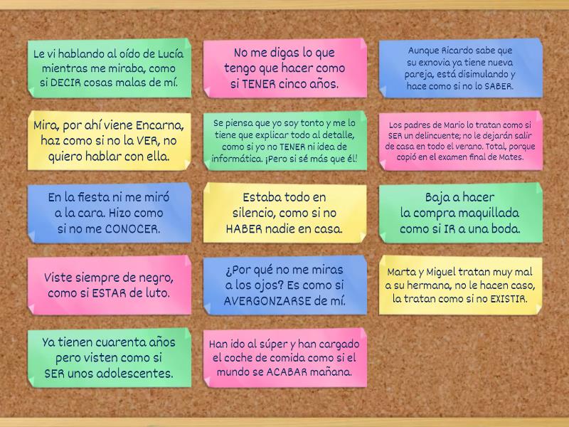 COMO SI - PRETÉRITO IMPERFECTO DE SUBJUNTIVO - Fichas giratorias