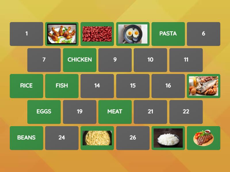 FOODS MEMORY GAME - Matching pairs