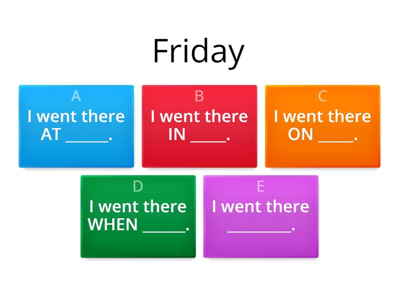 Prepositions of Time activity - Quiz