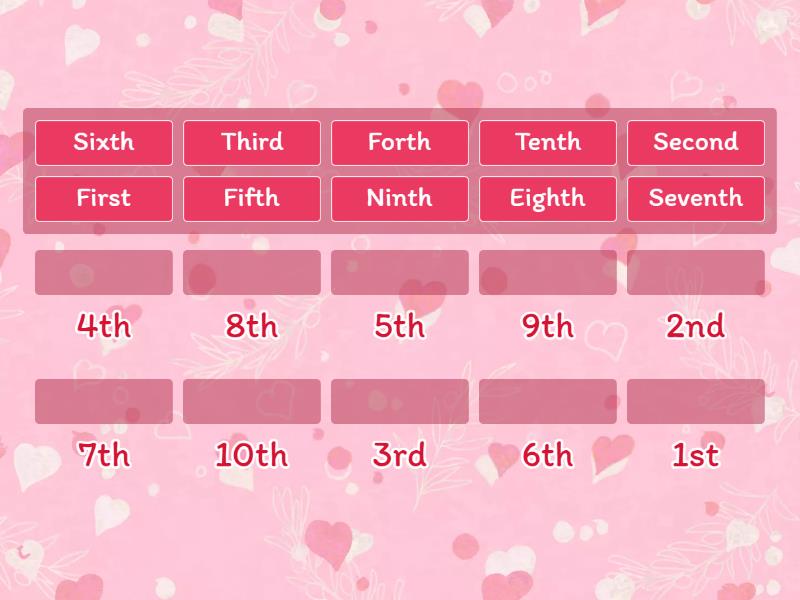 Ordinal Numbers - Match up