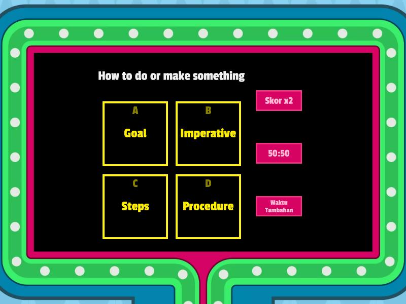 PROCEDURE TEXT GAME - XII GRADE - Gameshow quiz