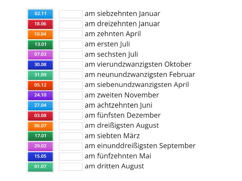 Wann hast du Geburtstag? - Match up