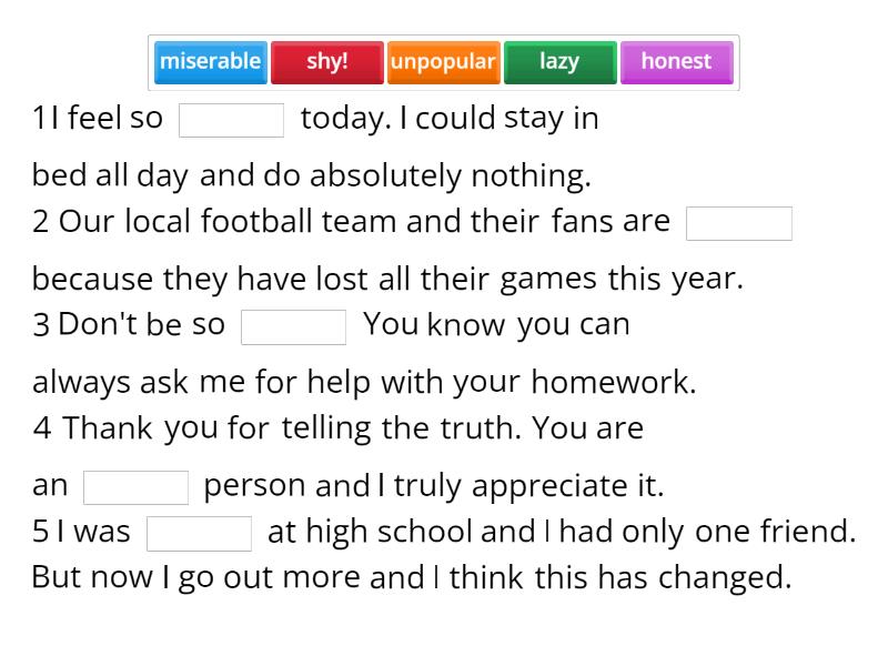 Focus 2 Unit 1 - Completar la frase