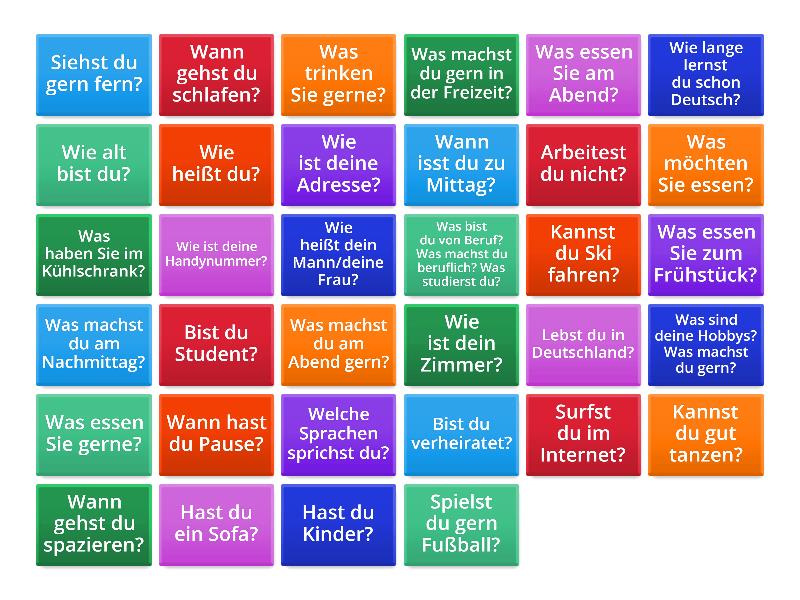 Kennenlernen A1 (Fragen und Redemittel) - Flip tiles