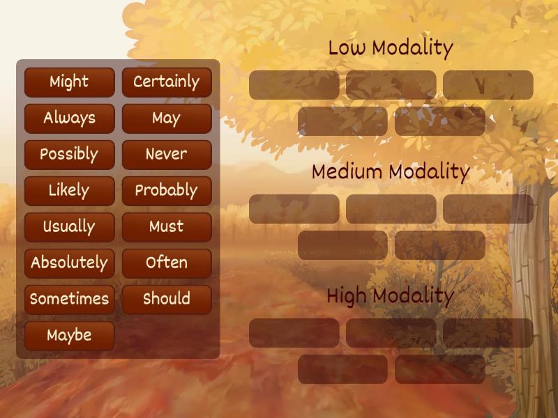 Low, Medium & High Modality - exercise - Group sort