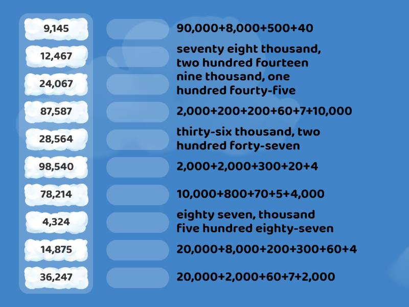 Place Value - Match up