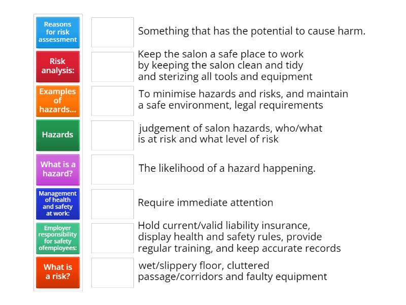 Hazards and Risks - Match up
