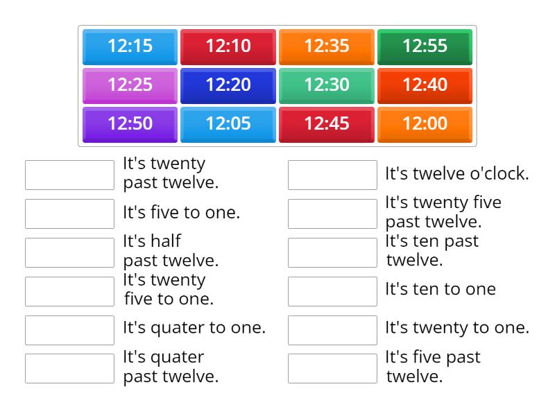 Telling the time - Match up