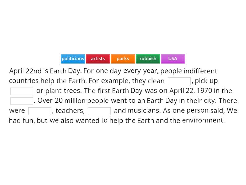 Earth Day - Complete the sentence