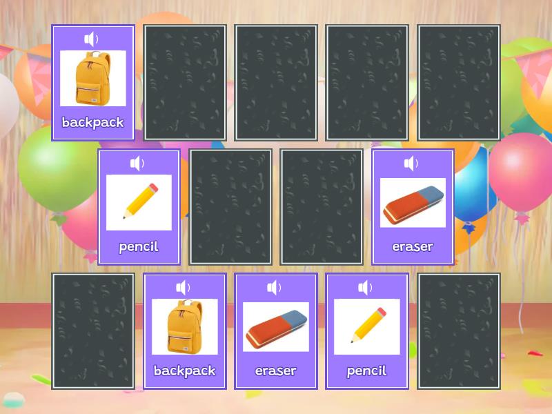 school supplies - Matching pairs