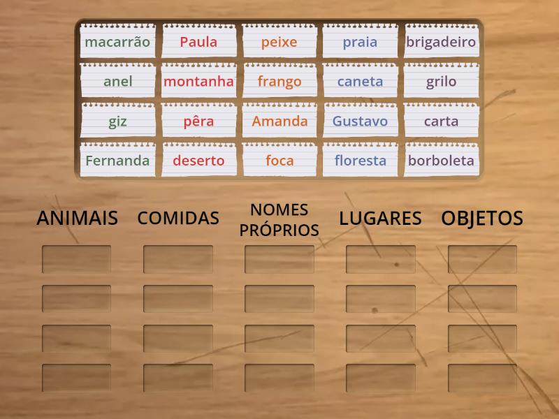 Classifique as palavras em seus grupos - Group sort