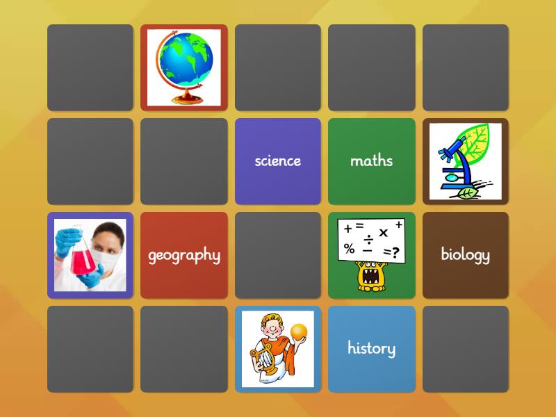 school subjects - Matching pairs