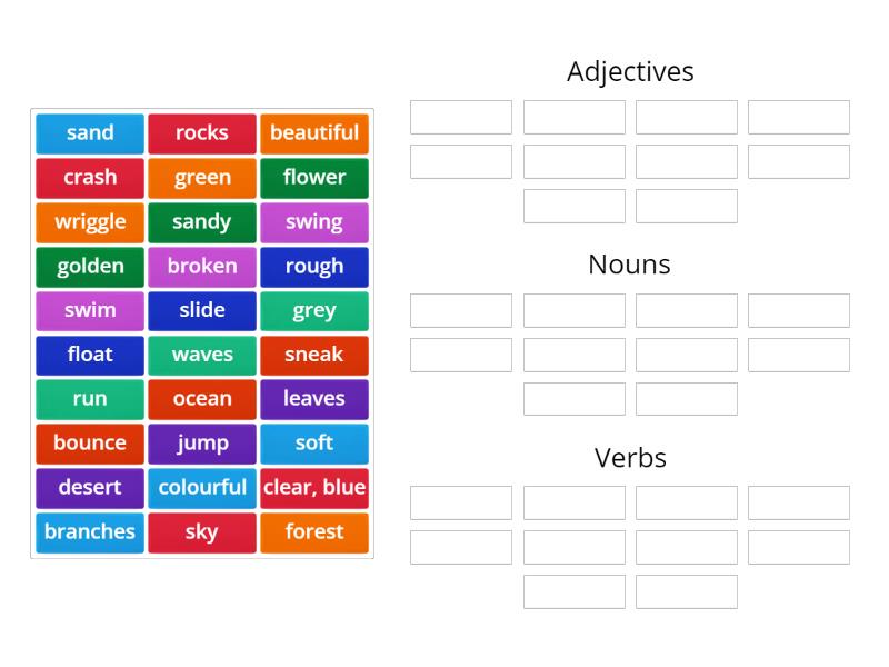 Adjectives, Nouns, Verbs - Group sort