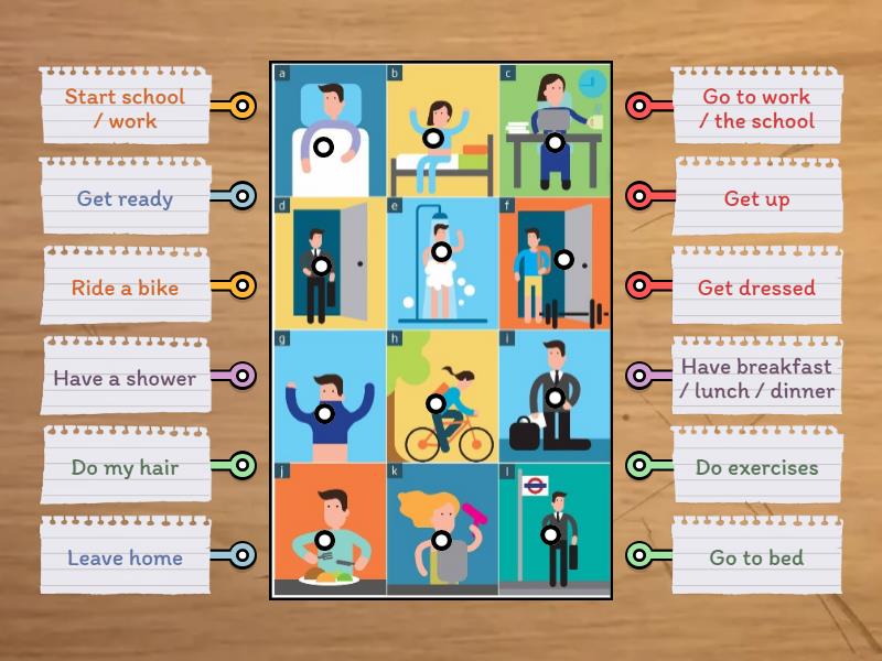 Daily routines - Labels - Labelled diagram