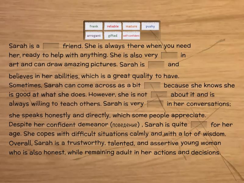 Gateway B2 Unit 4 personality adjectives - Complete the sentence